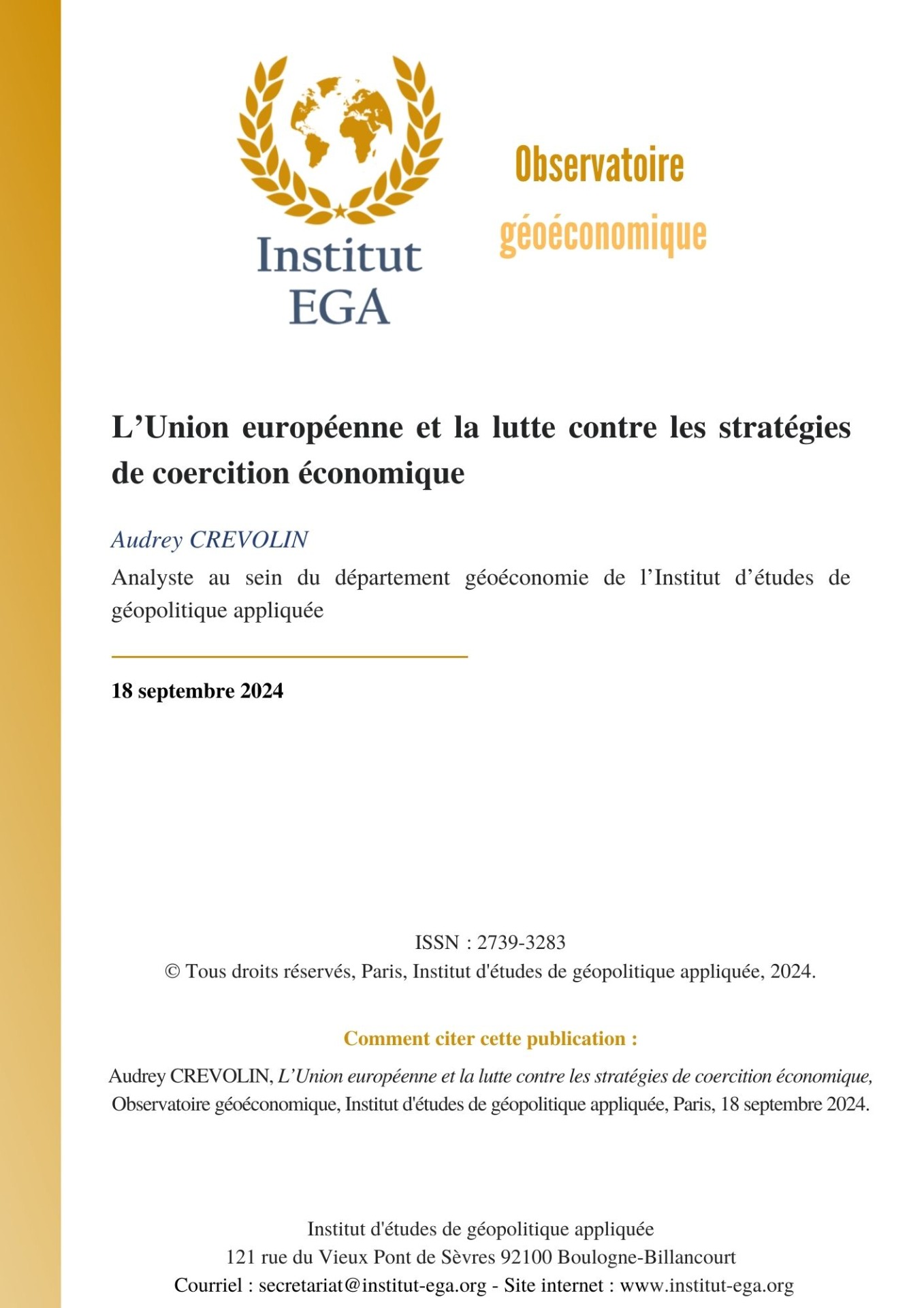 L’Union européenne et la lutte contre les stratégies de coercition économique :: Institut d ...